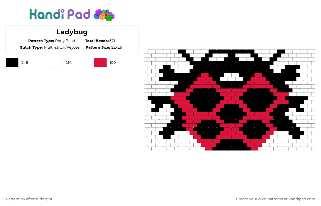 Ladybug Pony Bead Pattern - Kandi Pad | Kandi Patterns, Fuse Bead ...