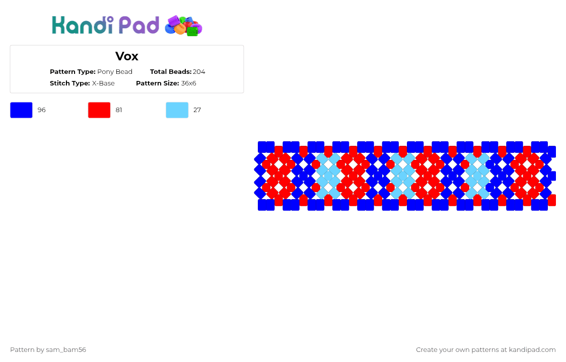 Vox Pony Bead Pattern - Kandi Pad | Kandi Patterns, Fuse Bead Patterns ...