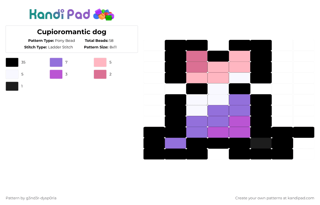 Cupioromantic dog Pony Bead Pattern - Kandi Pad | Kandi Patterns, Fuse ...