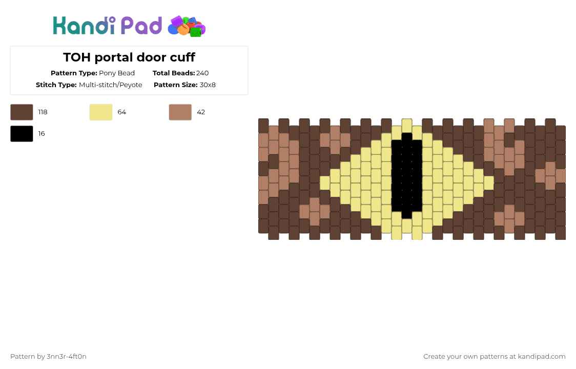 TOH portal door cuff Pony Bead Pattern - Kandi Pad | Kandi Patterns ...