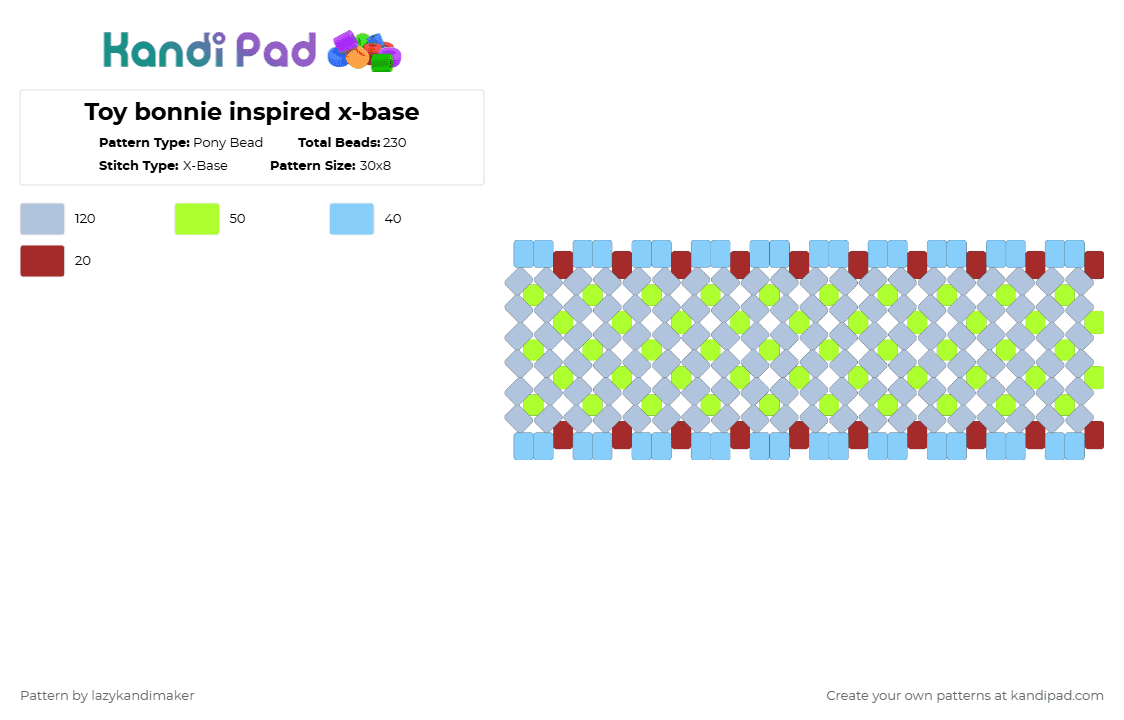 Toy bonnie inspired x-base Pony Bead Pattern - Kandi Pad | Kandi ...