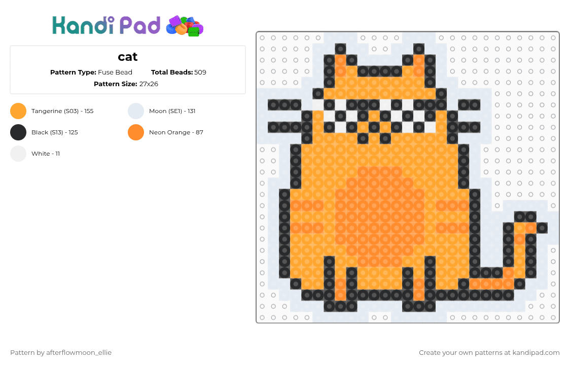 Cat Fuse Bead Pattern - Kandi Pad | Kandi Patterns, Fuse Bead Patterns ...