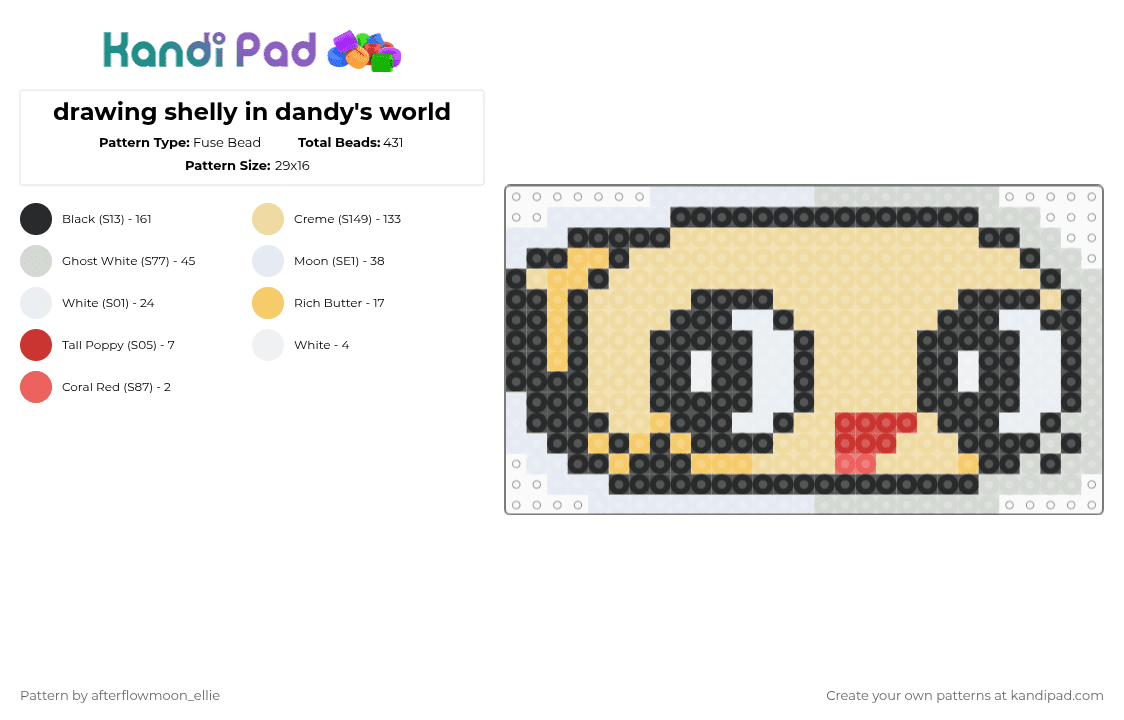 Drawing shelly in dandy's world Fuse Bead Pattern - Kandi Pad | Kandi ...
