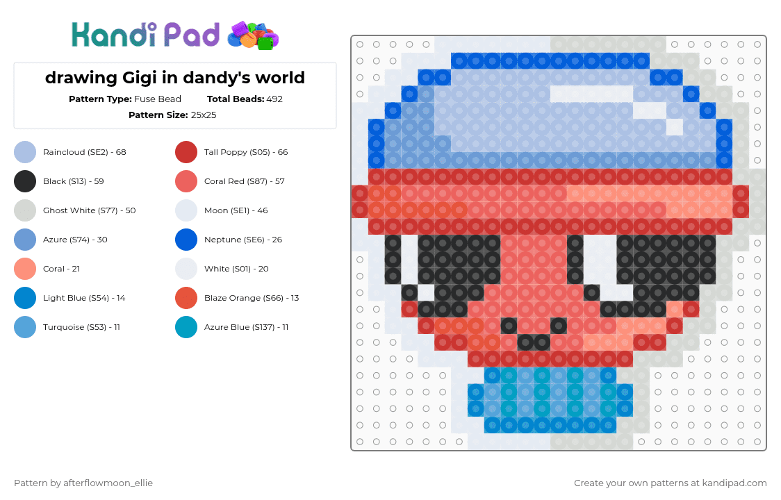 Drawing Gigi in dandy's world Fuse Bead Pattern - Kandi Pad | Kandi ...