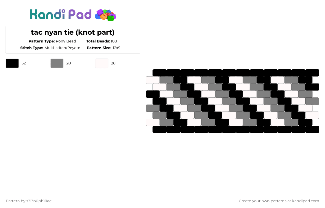 Tac nyan tie (knot) Pony Bead Pattern - Kandi Pad | Kandi Patterns ...