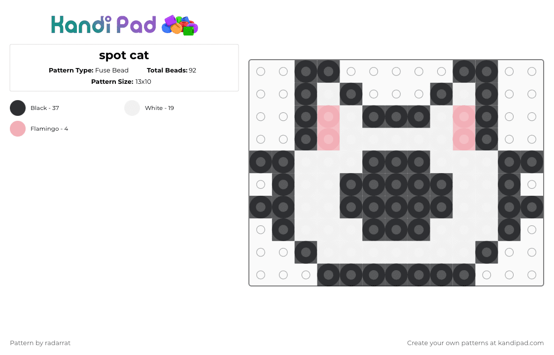 Spot cat Fuse Bead Pattern - Kandi Pad | Kandi Patterns, Fuse Bead ...