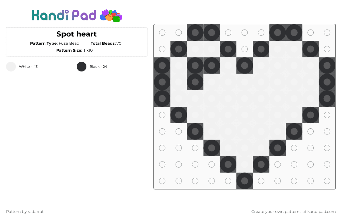 Spot heart Fuse Bead Pattern - Kandi Pad | Kandi Patterns, Fuse Bead ...