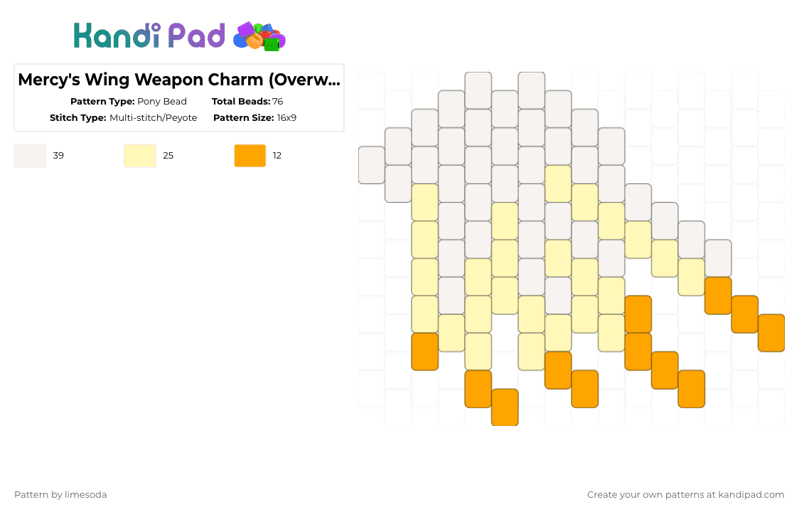Mercy's Wing Weapon Charm (Overwatch) Pony Bead Pattern - Kandi Pad ...