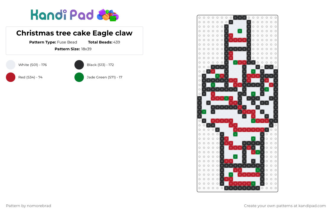 Christmas tree cake Eagle claw Fuse Bead Pattern - Kandi Pad | Kandi ...