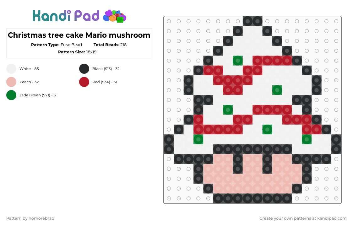 Christmas tree cake Mario mushroom Fuse Bead Pattern - Kandi Pad ...