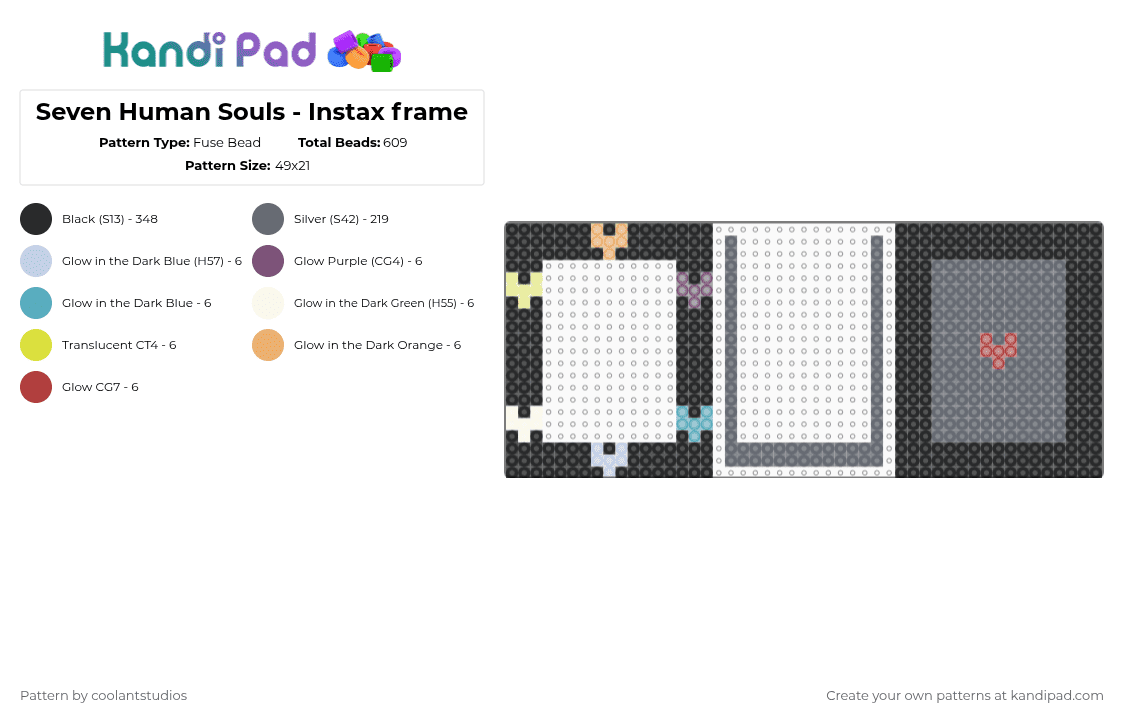 Seven Human Souls - Instax frame Fuse Bead Pattern - Kandi Pad | Kandi ...