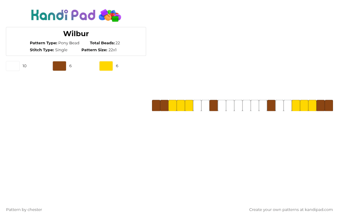 Wilbur Pony Bead Pattern - Kandi Pad | Kandi Patterns, Fuse Bead ...
