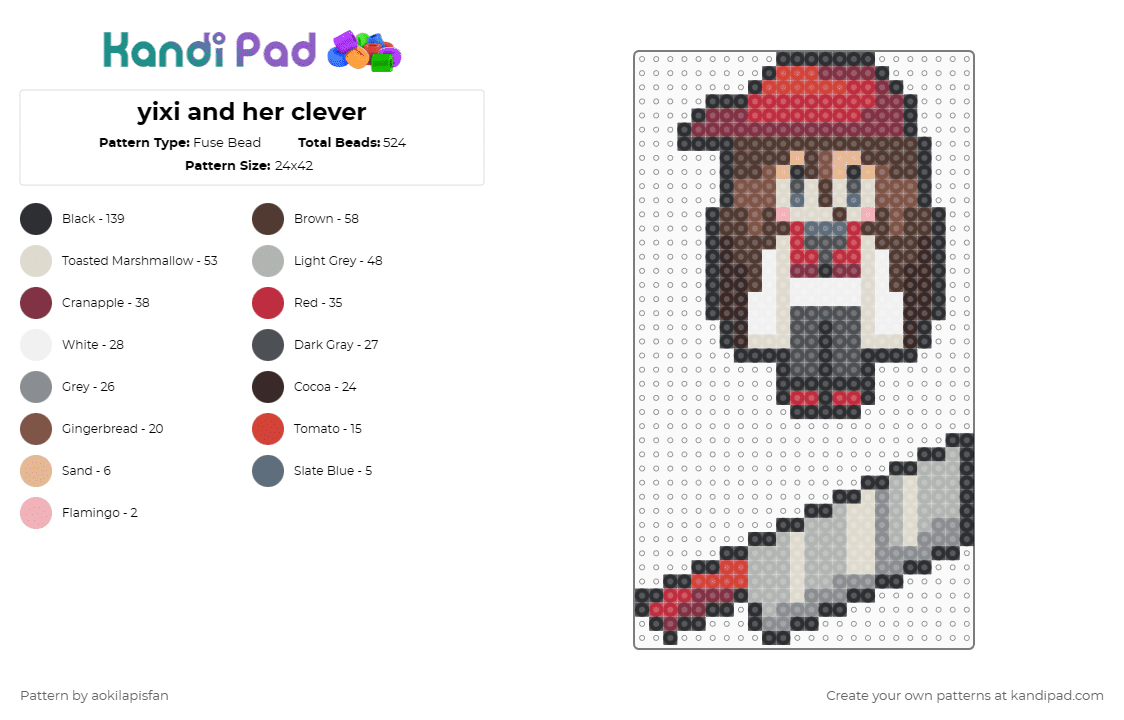 Yixi and her clever Fuse Bead Pattern - Kandi Pad | Kandi Patterns ...