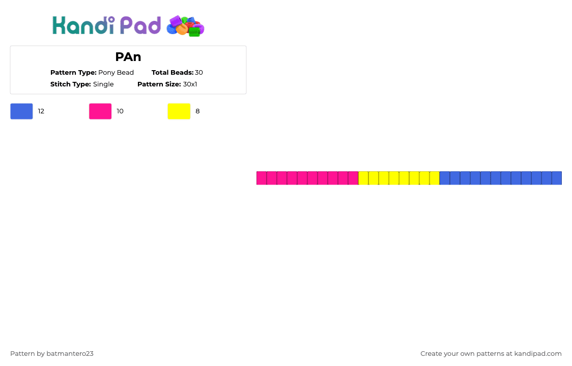 PAn Pony Bead Pattern - Kandi Pad | Kandi Patterns, Fuse Bead Patterns ...