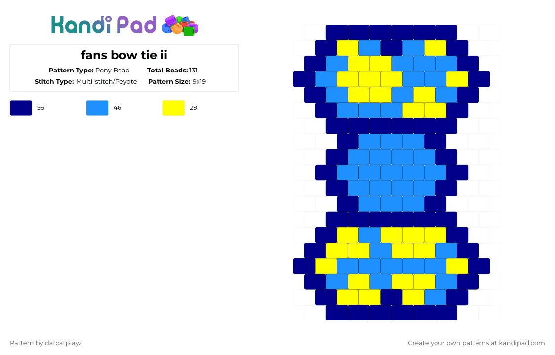 Fans bow tie ii Pony Bead Pattern - Kandi Pad | Kandi Patterns, Fuse ...