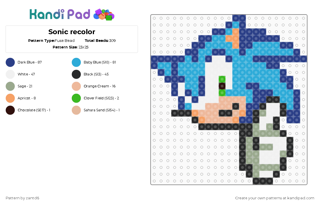 Sonic recolor Fuse Bead Pattern - Kandi Pad | Kandi Patterns, Fuse Bead ...