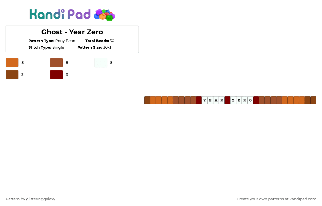 Ghost - Year Zero Pony Bead Pattern - Kandi Pad | Kandi Patterns, Fuse ...