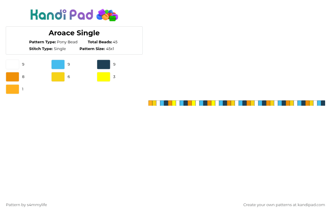 Aroace Single Pony Bead Pattern - Kandi Pad | Kandi Patterns, Fuse Bead ...