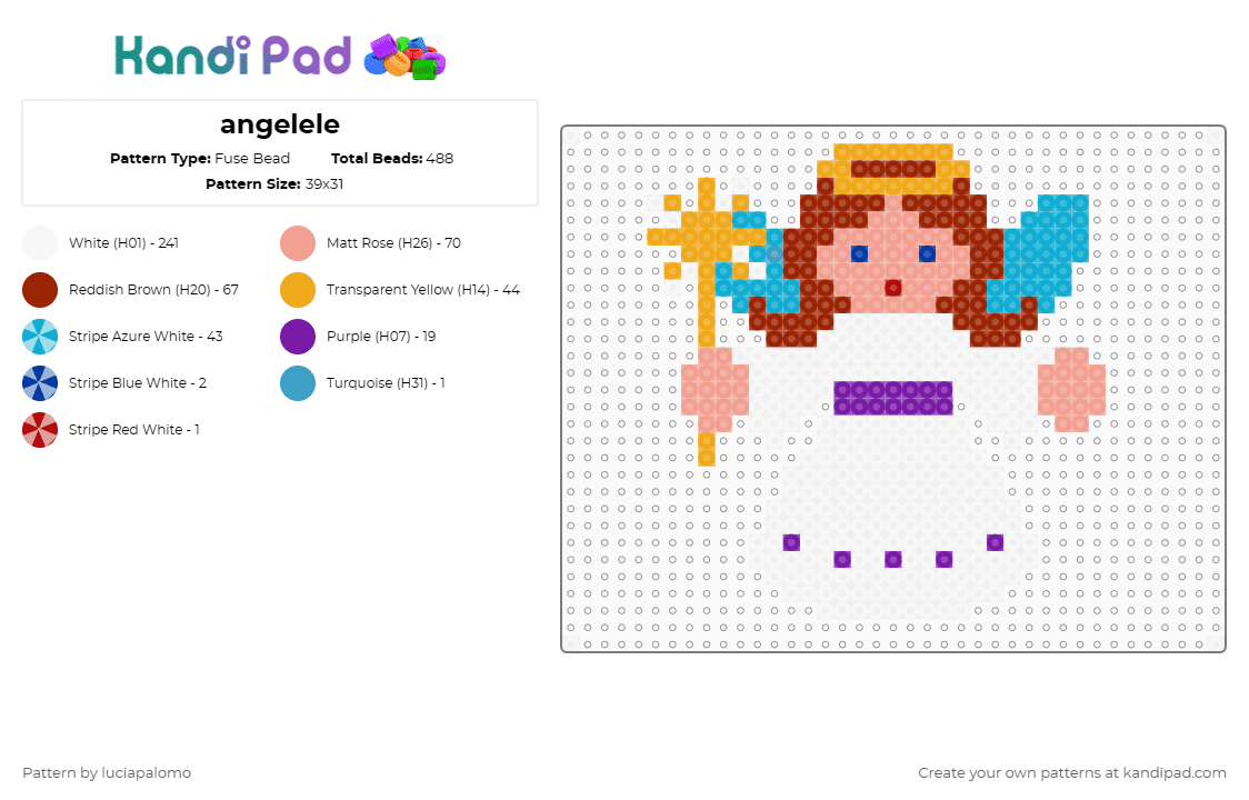 Angelele Fuse Bead Pattern - Kandi Pad | Kandi Patterns, Fuse Bead ...