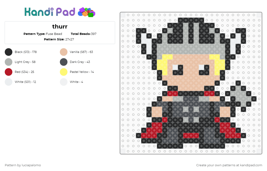 Thurr Fuse Bead Pattern - Kandi Pad | Kandi Patterns, Fuse Bead ...