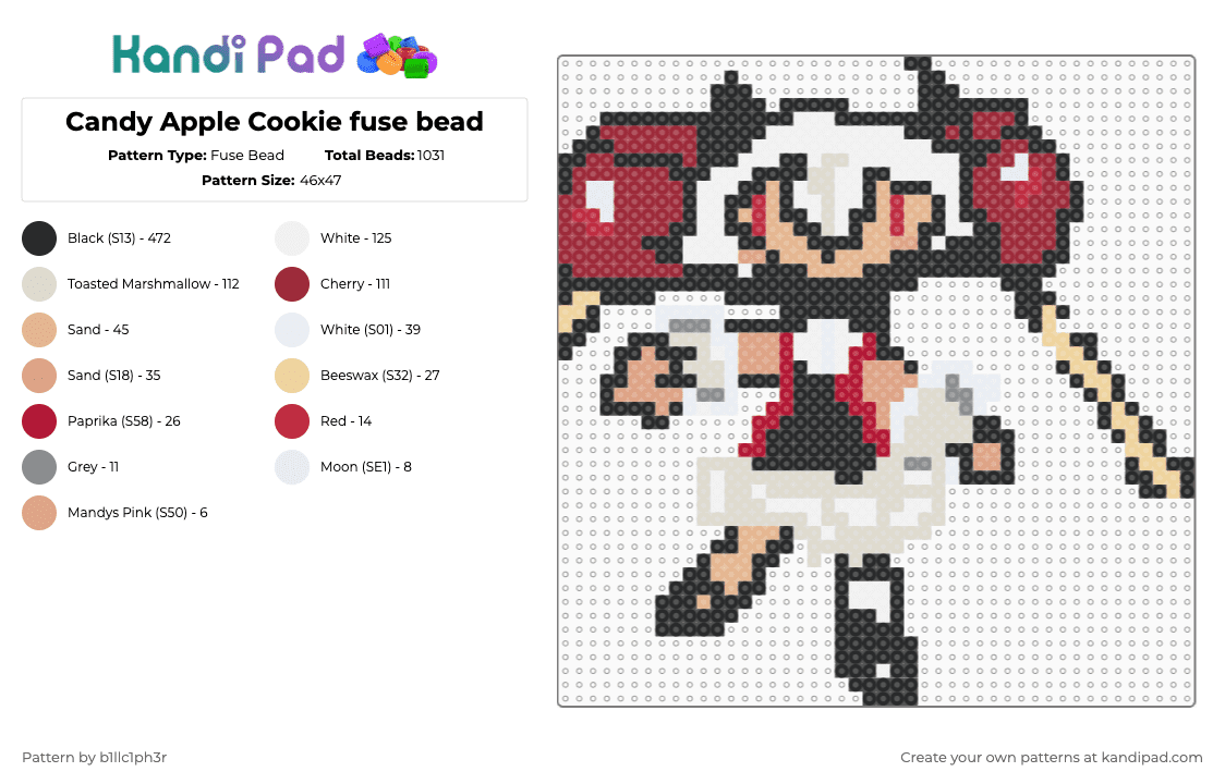 Candy Apple Cookie fuse bead Fuse Bead Pattern - Kandi Pad | Kandi ...