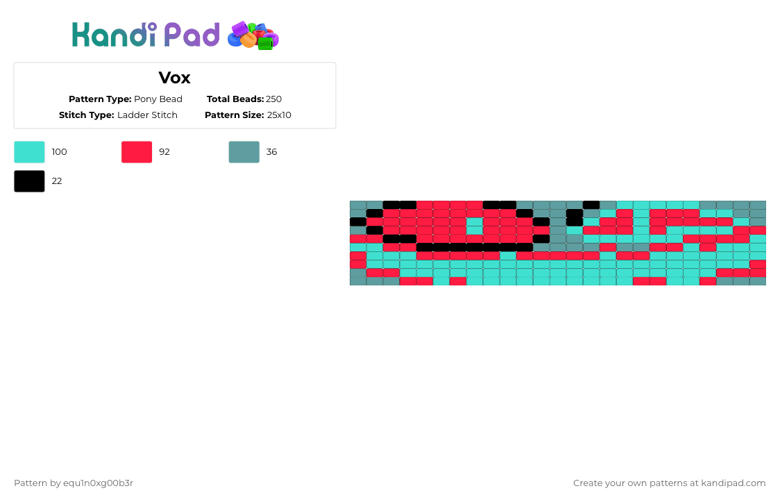 Vox Pony Bead Pattern - Kandi Pad | Kandi Patterns, Fuse Bead Patterns ...