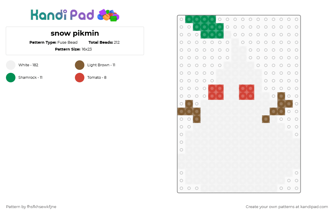 Snow pikmin Fuse Bead Pattern - Kandi Pad | Kandi Patterns, Fuse Bead ...