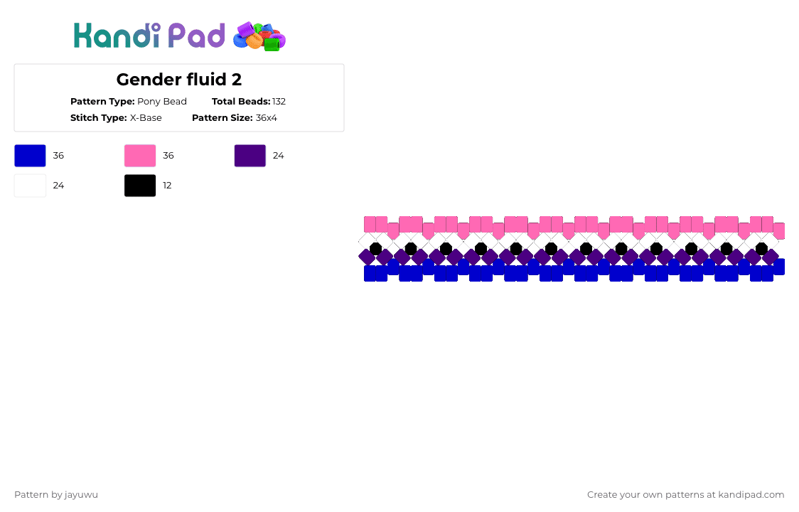 Gender fluid 2 Pony Bead Pattern - Kandi Pad | Kandi Patterns, Fuse ...