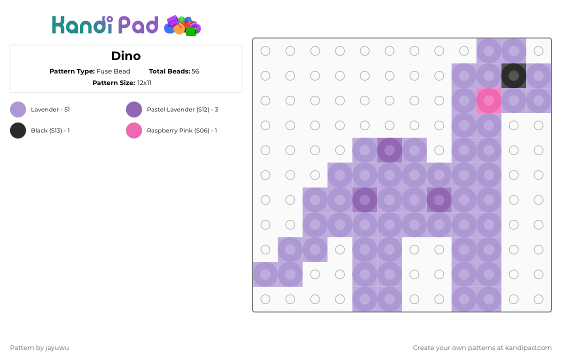 Dino Fuse Bead Pattern - Kandi Pad | Kandi Patterns, Fuse Bead Patterns ...