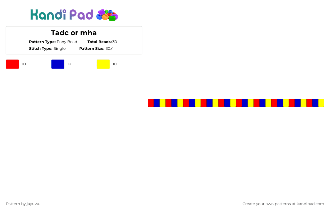 Tadc or mha Pony Bead Pattern - Kandi Pad | Kandi Patterns, Fuse Bead ...