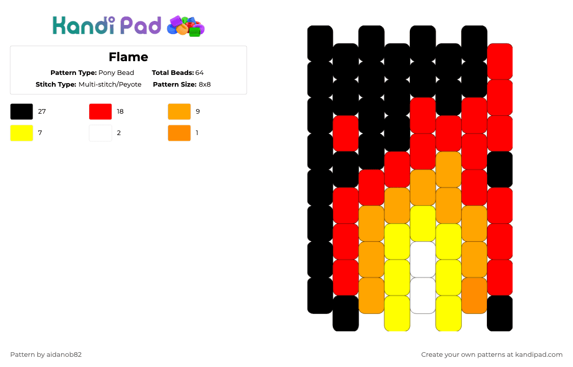 Flame Pony Bead Pattern - Kandi Pad | Kandi Patterns, Fuse Bead ...