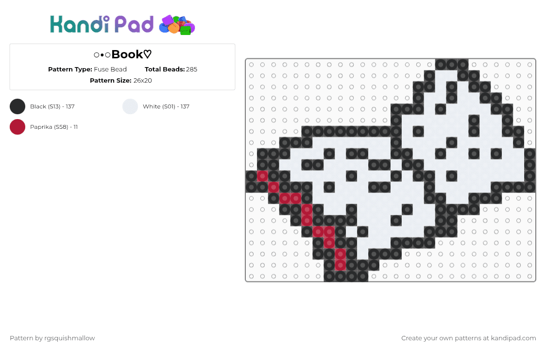 Book♡ Fuse Bead Pattern - Kandi Pad | Kandi Patterns, Fuse Bead ...