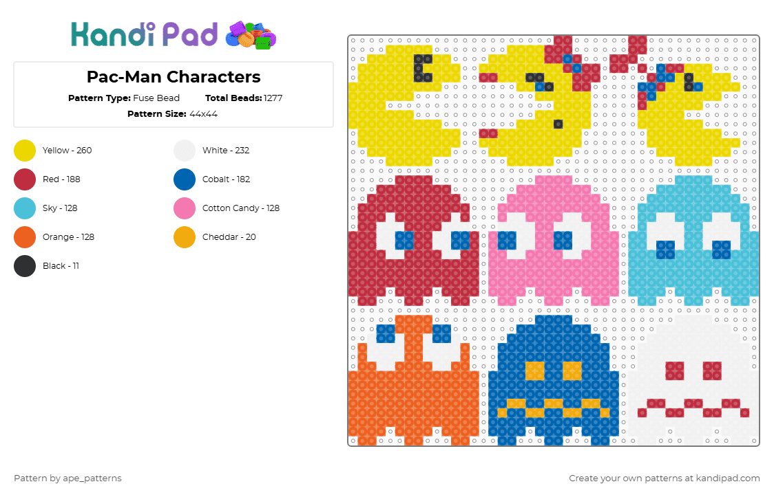 Pac-Man Collection - Kandi Pad | Kandi Patterns, Fuse Bead Patterns ...