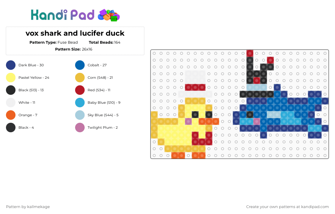 Vox shark and lucifer duck Fuse Bead Pattern - Kandi Pad | Kandi ...