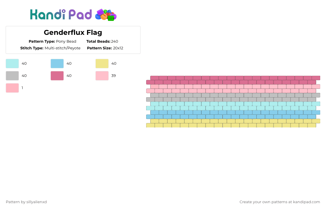 Genderflux Flag Pony Bead Pattern - Kandi Pad | Kandi Patterns, Fuse ...