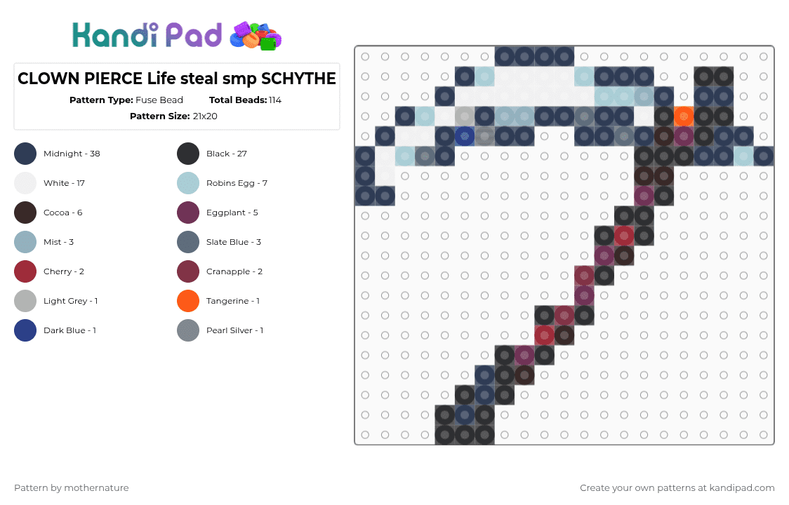 CLOWN PIERCE Life steal smp SCHYTHE Fuse Bead Pattern - Kandi Pad ...