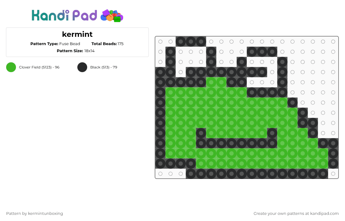 Kermint Fuse Bead Pattern - Kandi Pad | Kandi Patterns, Fuse Bead ...