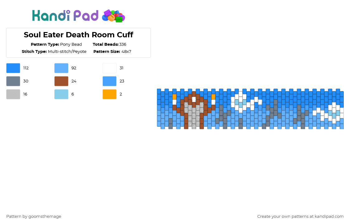 Soul Eater Death Room Cuff Pony Bead Pattern - Kandi Pad | Kandi ...