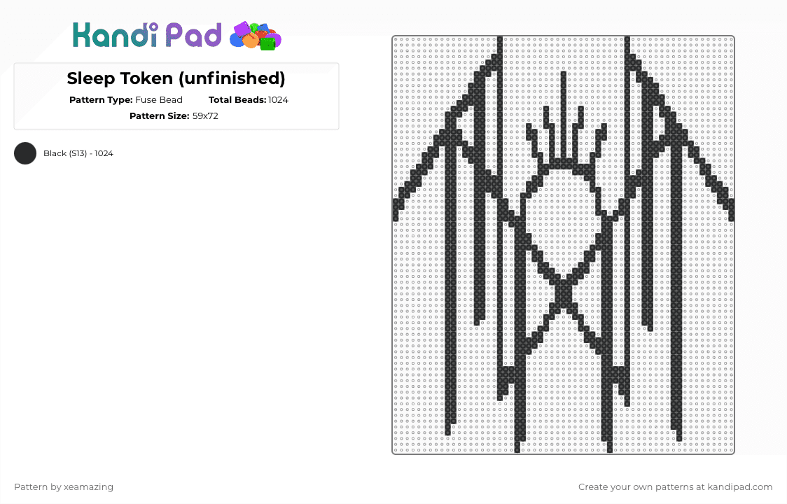 Sleep Token Logo Fuse Bead Pattern - Kandi Pad | Kandi Patterns, Fuse ...