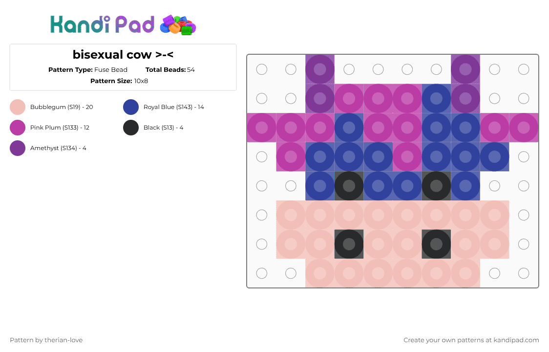 Bisexual cow >- Fuse Bead Pattern - Kandi Pad | Kandi Patterns, Fuse ...