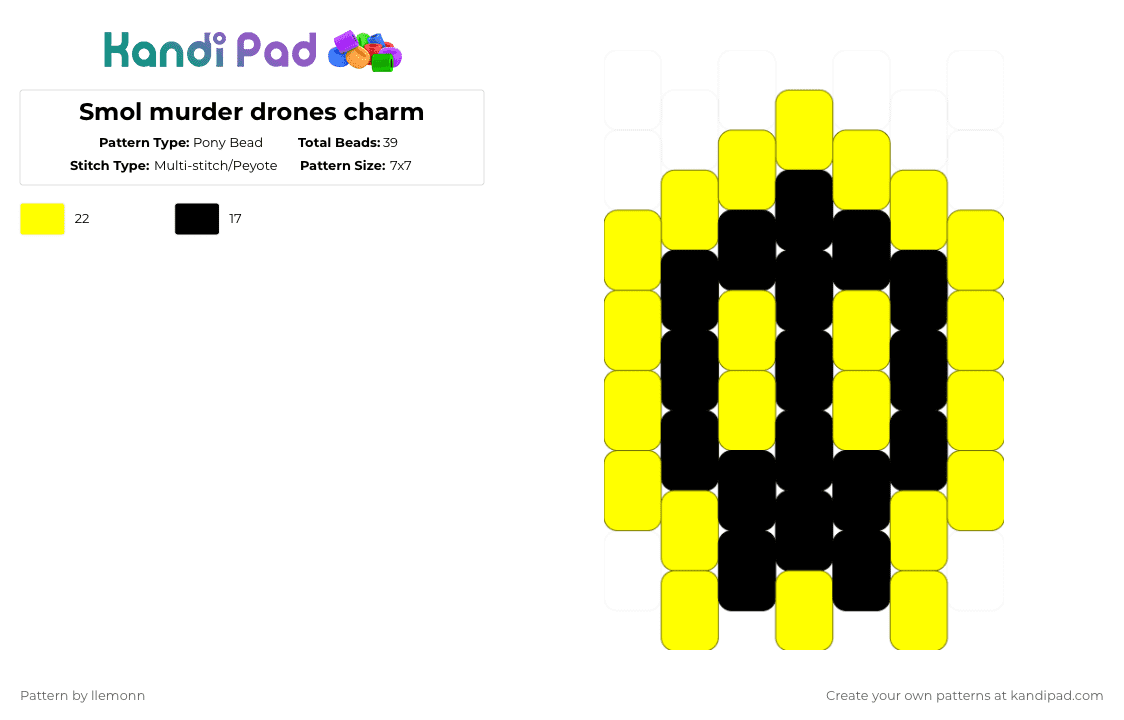 Smol murder drones charm Pony Bead Pattern - Kandi Pad | Kandi Patterns ...