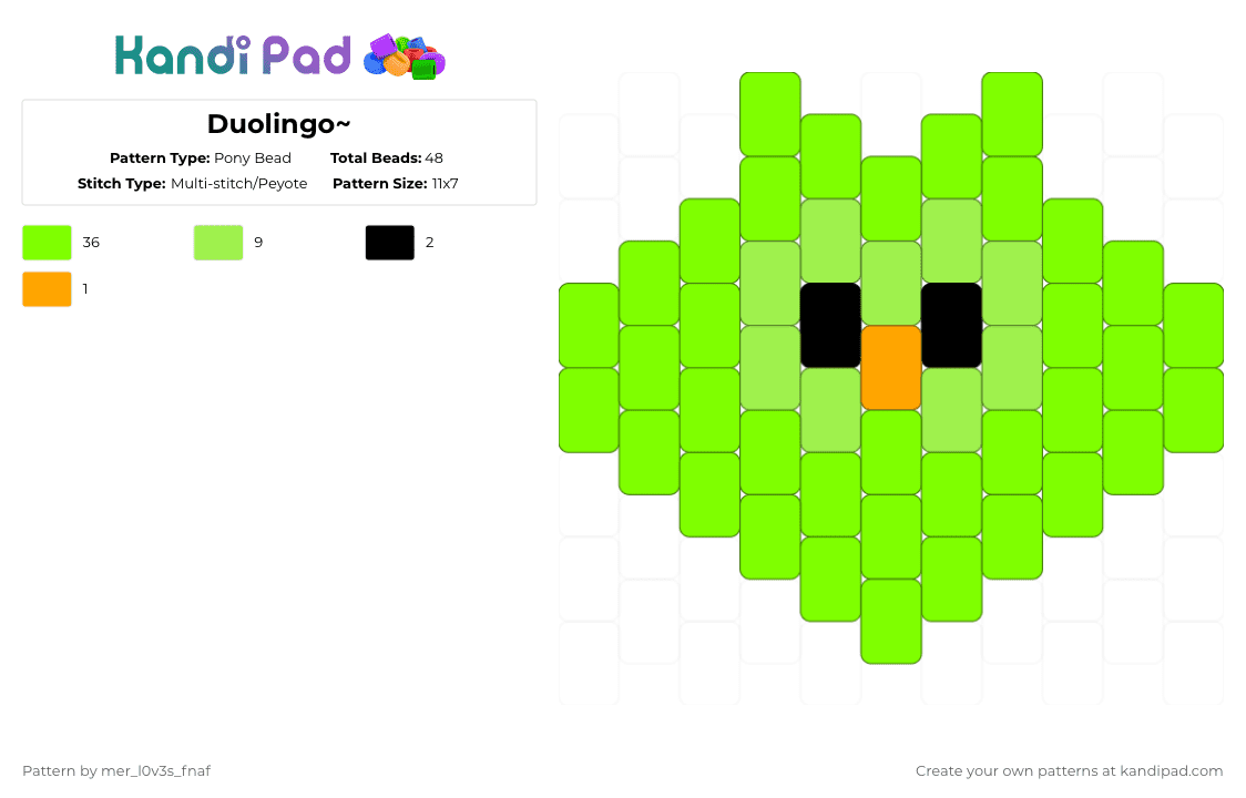 Duolingo~ Pony Bead Pattern - Kandi Pad | Kandi Patterns, Fuse Bead ...
