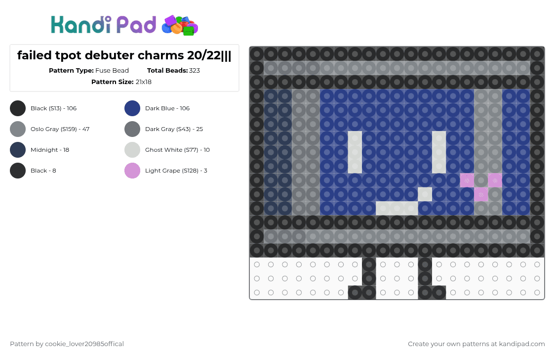 Failed tpot debuter charms 20/22||| Fuse Bead Pattern - Kandi Pad ...