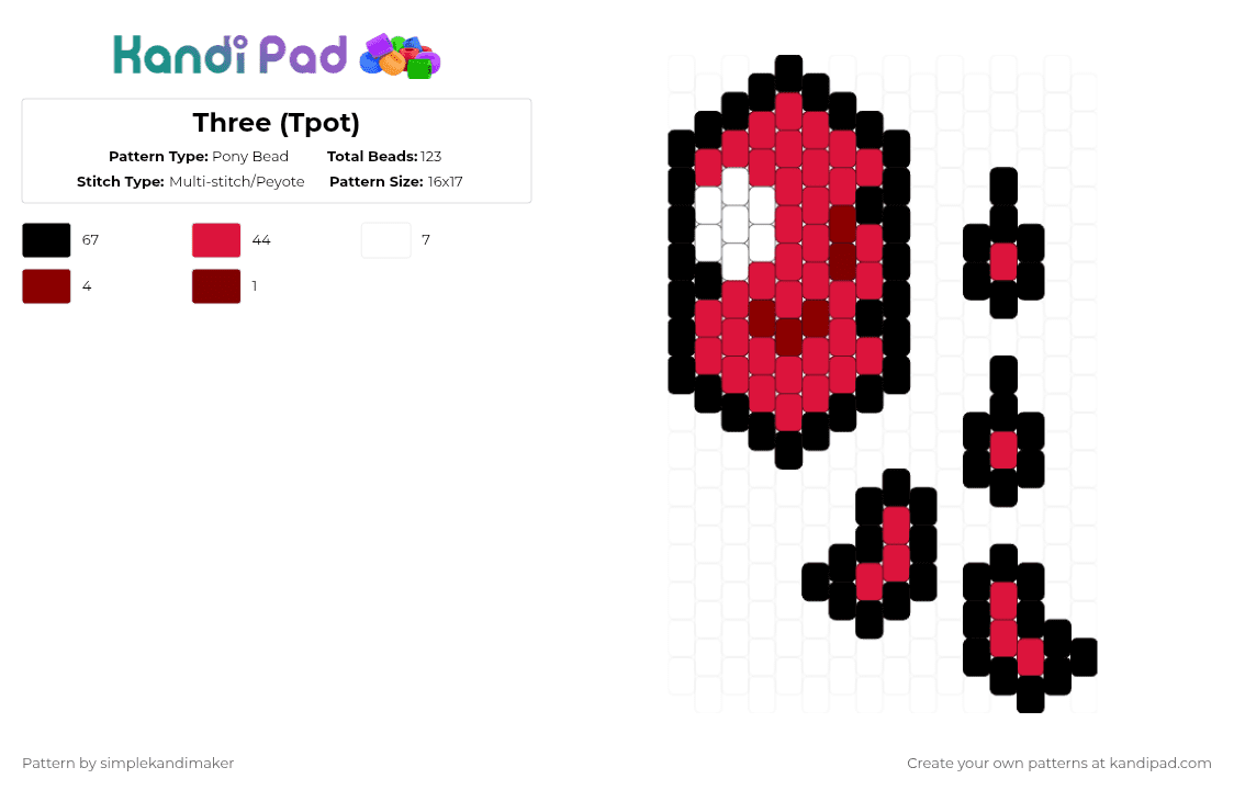 Three (Tpot) Pony Bead Pattern - Kandi Pad | Kandi Patterns, Fuse Bead ...