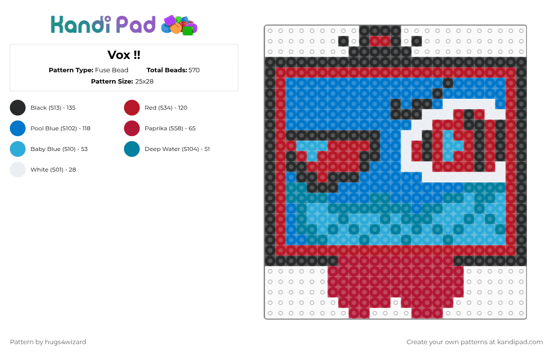 Vox !! Fuse Bead Pattern - Kandi Pad | Kandi Patterns, Fuse Bead ...