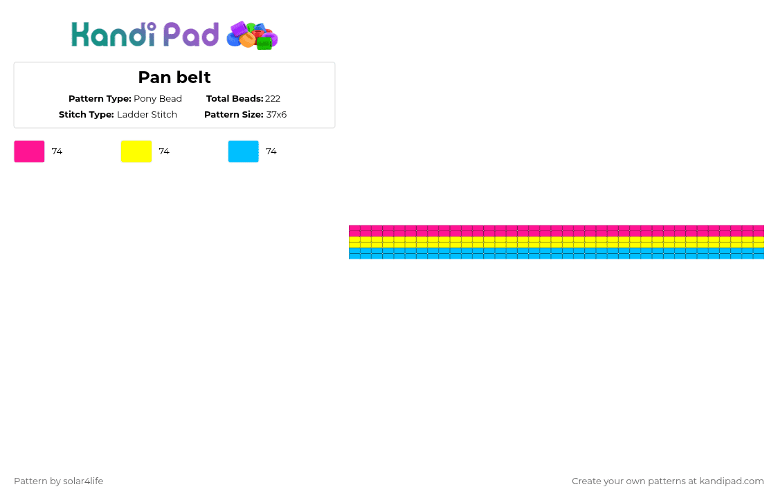 Pan belt Pony Bead Pattern - Kandi Pad | Kandi Patterns, Fuse Bead ...