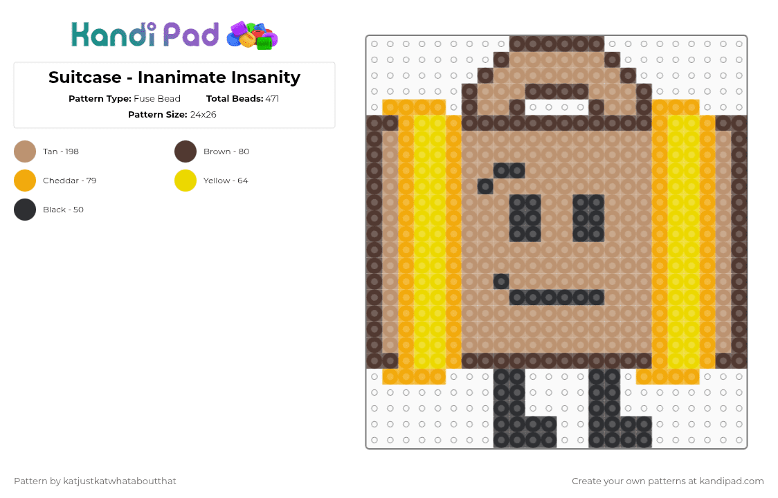 Suitcase - Inanimate Insanity Fuse Bead Pattern - Kandi Pad | Kandi ...
