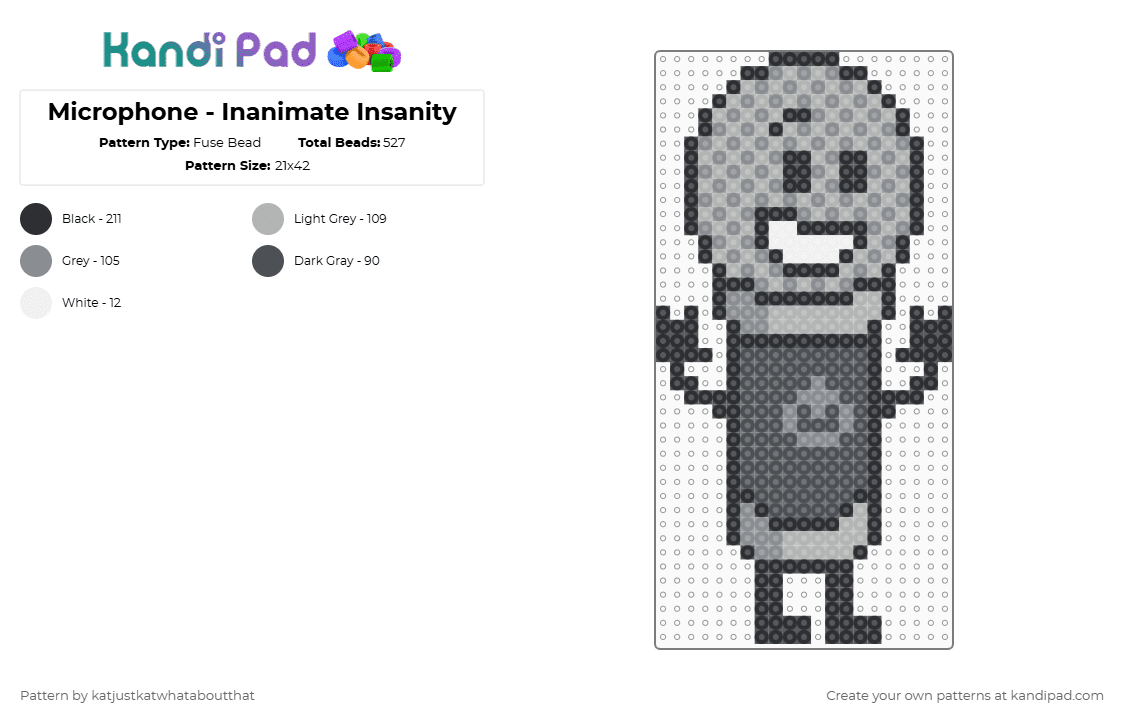Microphone - Inanimate Insanity Fuse Bead Pattern - Kandi Pad | Kandi ...