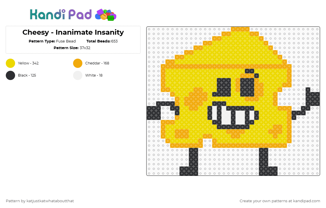Cheesy - Inanimate Insanity Fuse Bead Pattern - Kandi Pad | Kandi ...