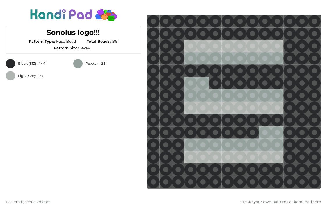 Sonolus logo!!! Fuse Bead Pattern - Kandi Pad | Kandi Patterns, Fuse ...